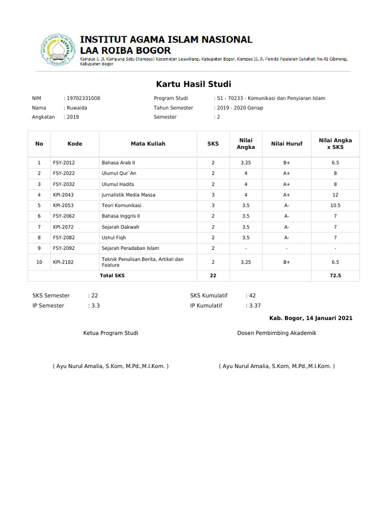 Khs - Semester 1 | PDF