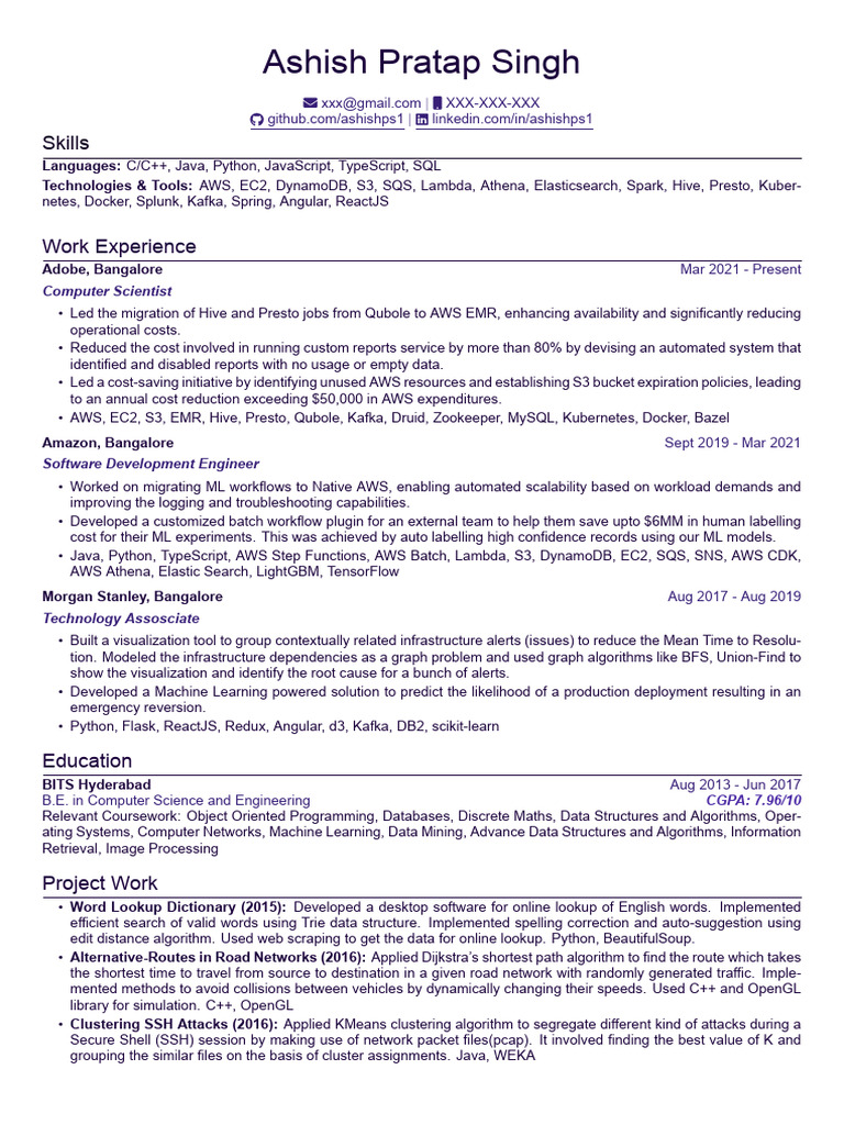 Ashish Pratap Singh Resume | PDF | Amazon Web Services | Cluster Analysis Ashish Pratap Singh Resume | PDF | Amazon Web Services | Cluster Analysis