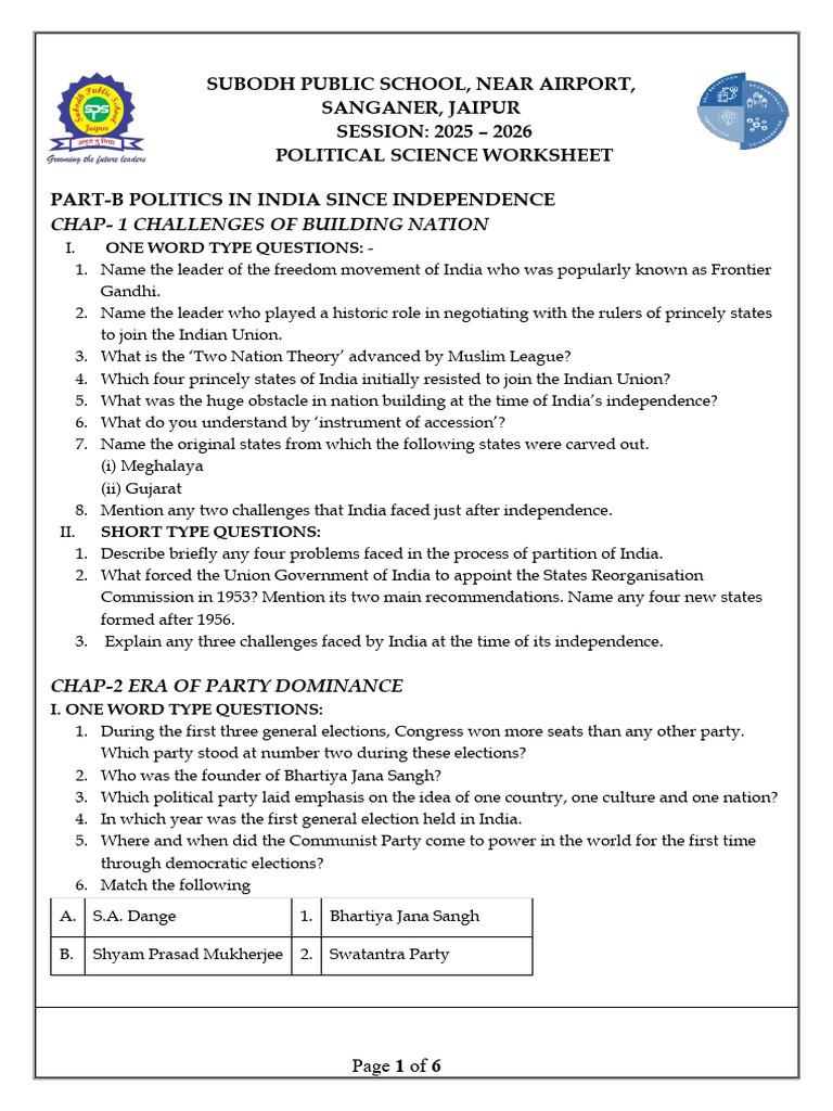 Political Science Worksheet - Xii | PDF | Soviet Union | World Politics