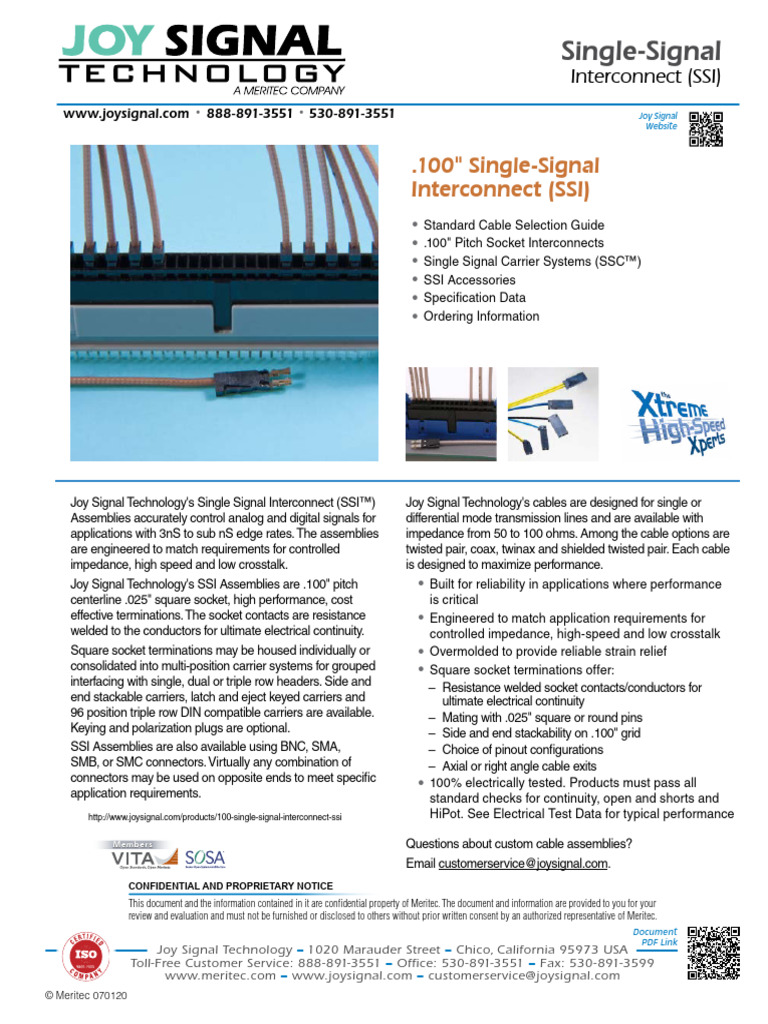 Joy Signal Meritec Single Signal Interconnect Ssi Ds Lr2 | PDF ...
