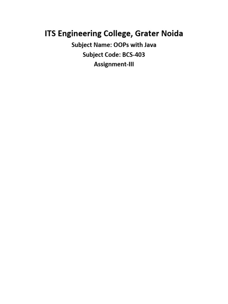 OOPS Assignment -III | PDF