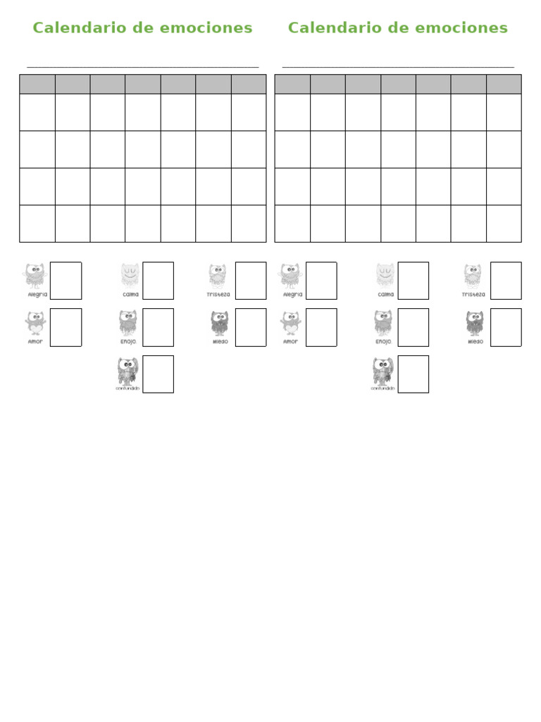 Calendario de Las Emociones | PDF