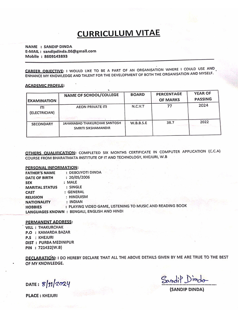 CV Sandip Dinda | PDF