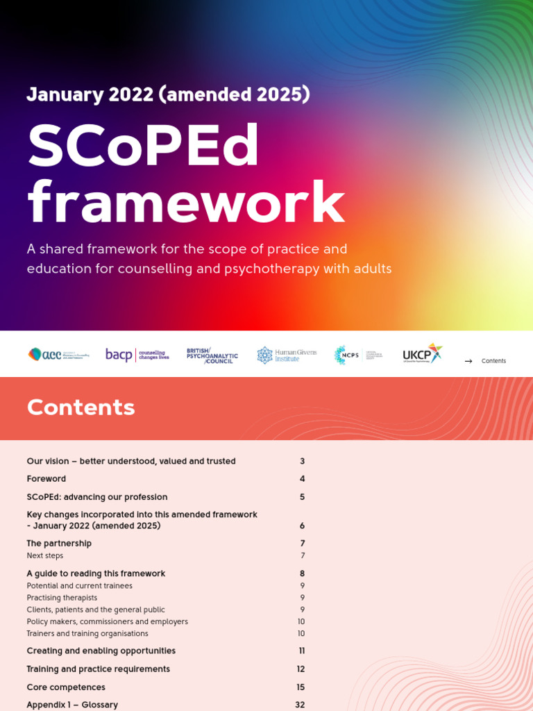 SCoPEd Framework January 2022 Amended 2025 | PDF | Psychotherapy