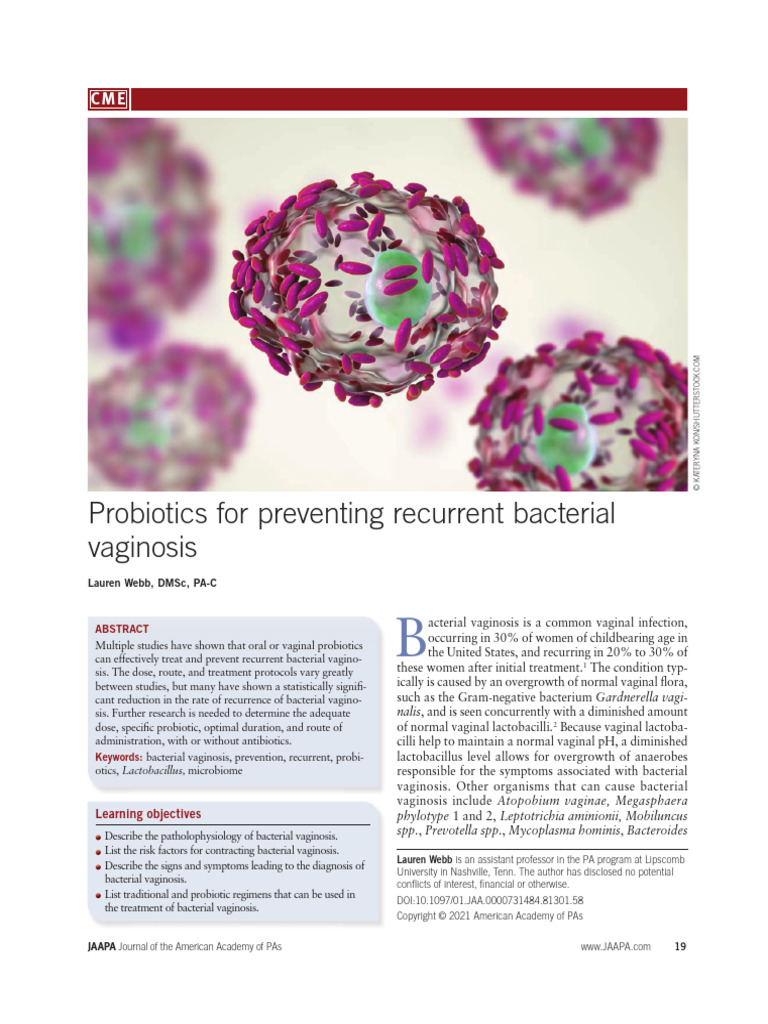Probiotics for Recurrent BV Prevention | PDF | Probiotic | Lactobacillus