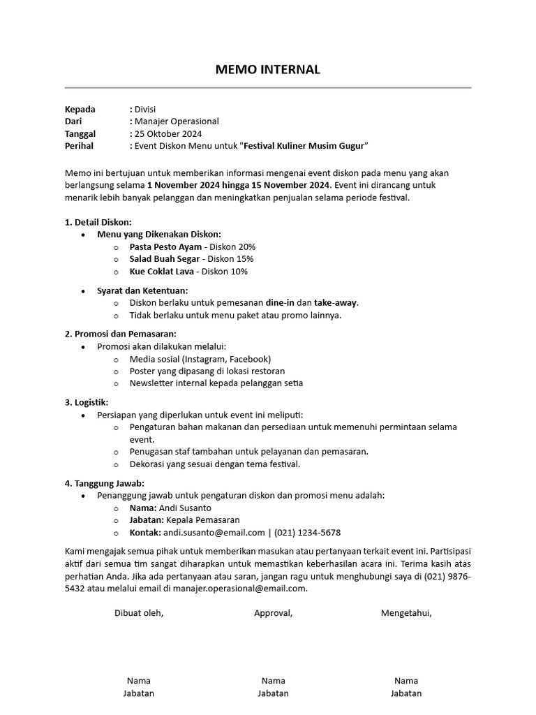 Memo Internal Discount | PDF