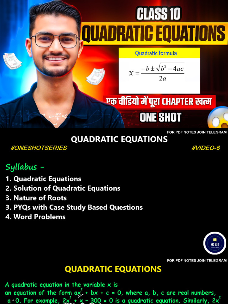 Quadratic Equations One Shot With Pyqs by MD Sir | PDF