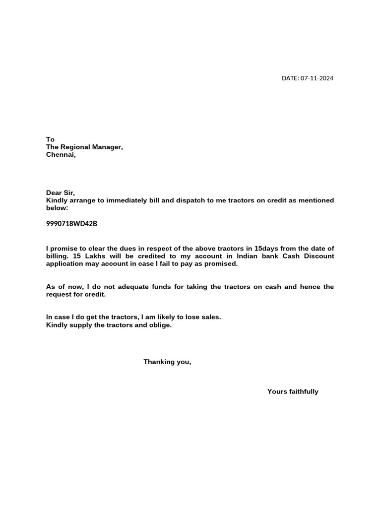 Credit Request Letter PDF | PDF