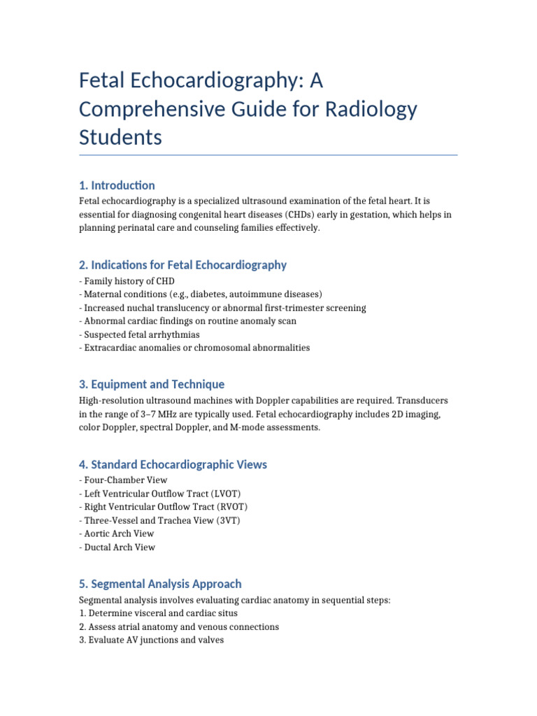 Fetal Echocardiography Notes | PDF