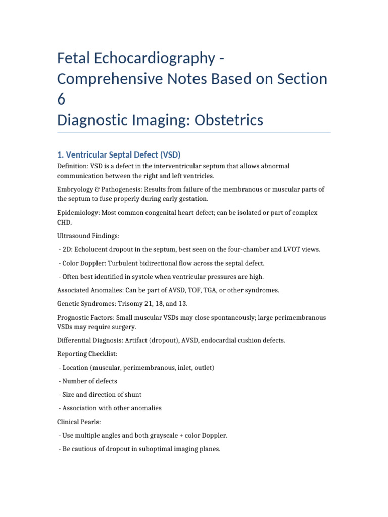 Fetal Echocardiography Notes | PDF