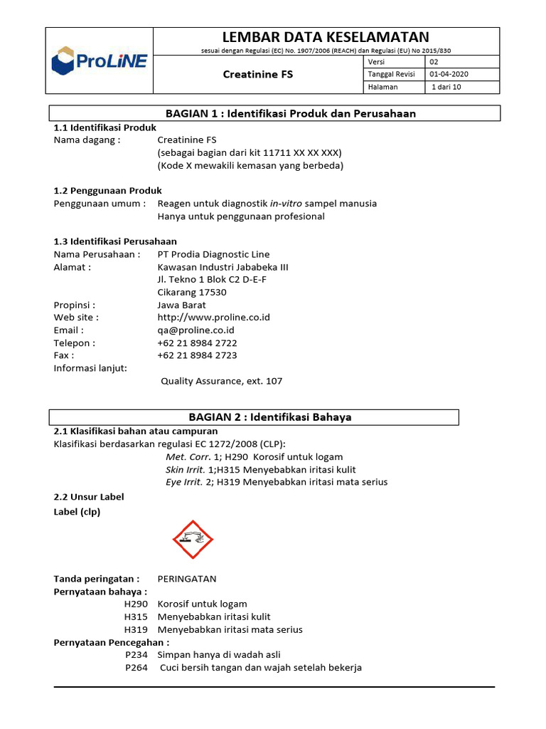 Creatinine FS MSDS | PDF