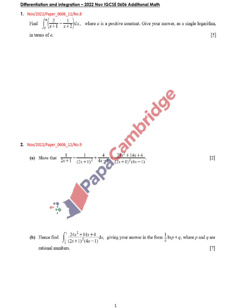Nov 2022 IGCSE 0606 Math Papers | PDF
