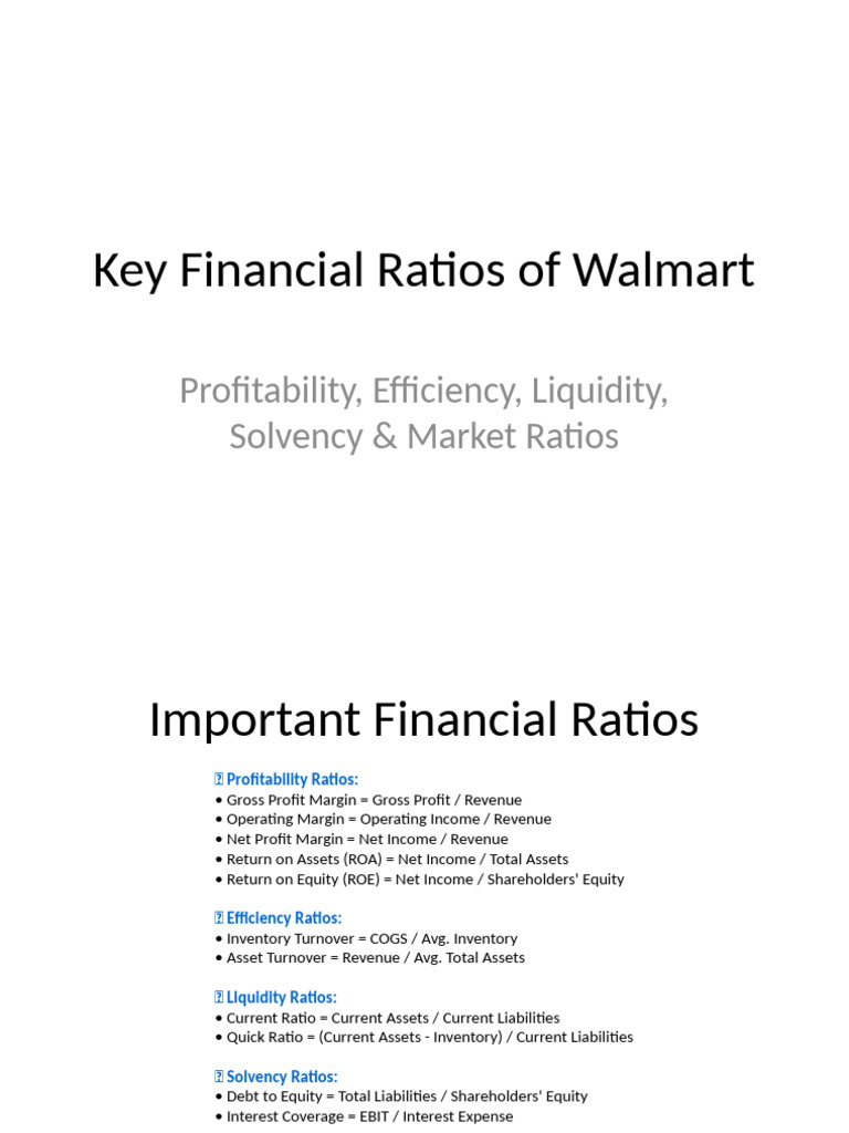 Walmart Financial Ratios | PDF