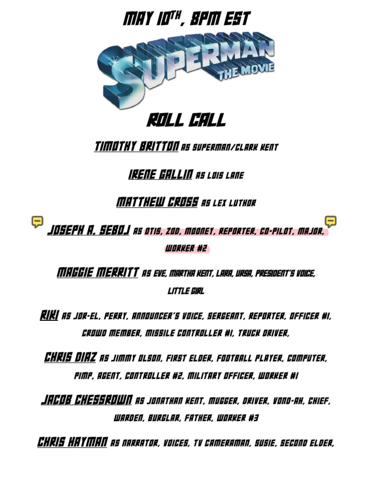 Superman - Roll Call | PDF
