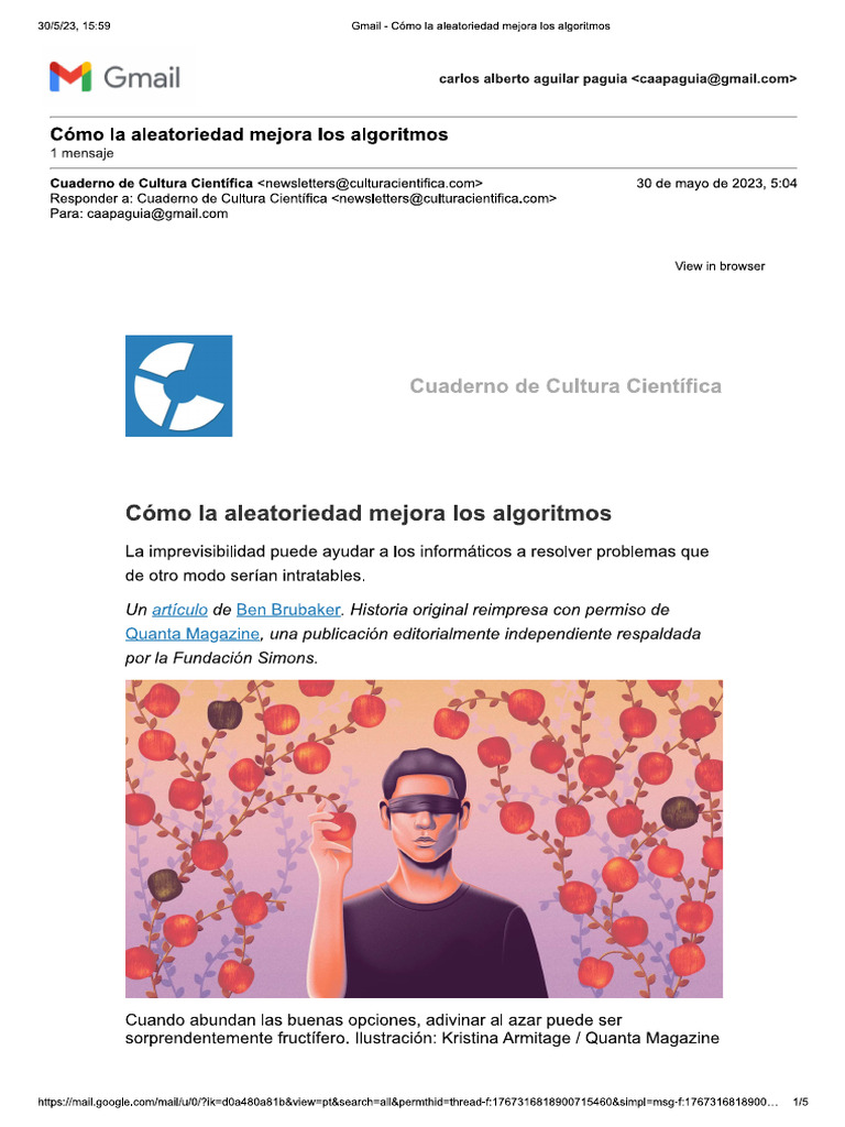 Cuadernos Cultura Científica - Aleatoriedad y Algoritmos | PDF