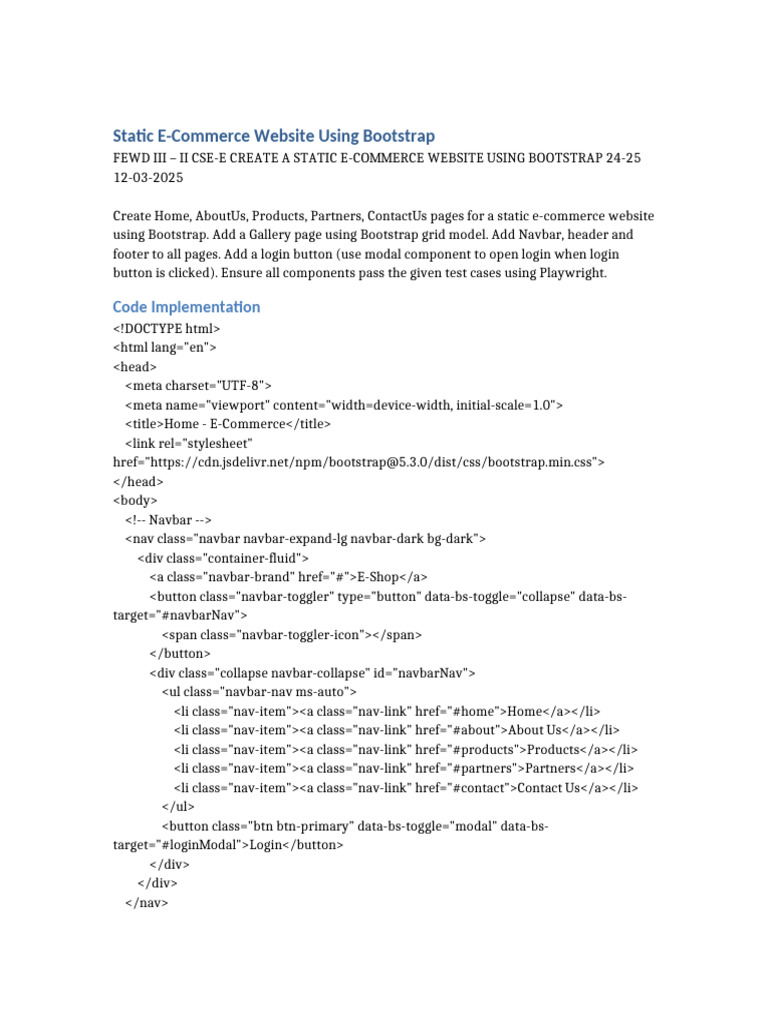 Ecommerce Website Bootstrap | PDF