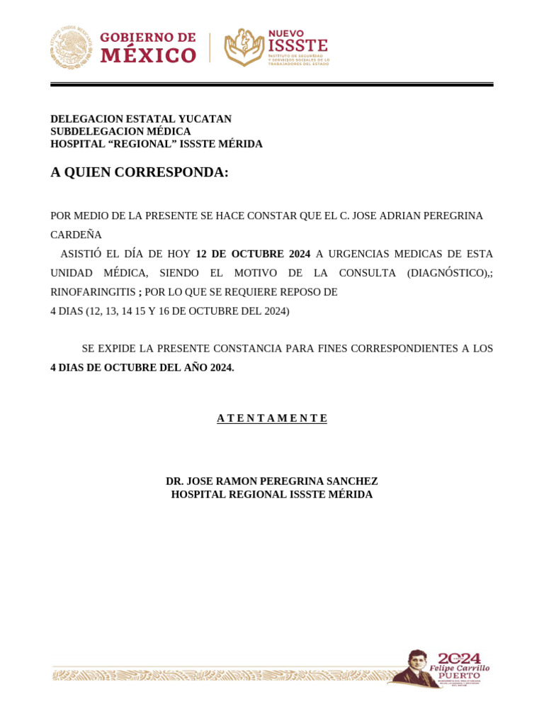 CONSTANCIA DE SALUD 2024 | PDF