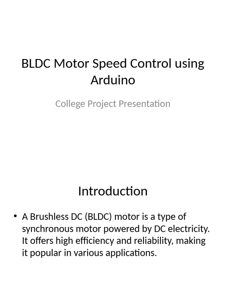 BLDC Motor Speed Control Arduino | PDF
