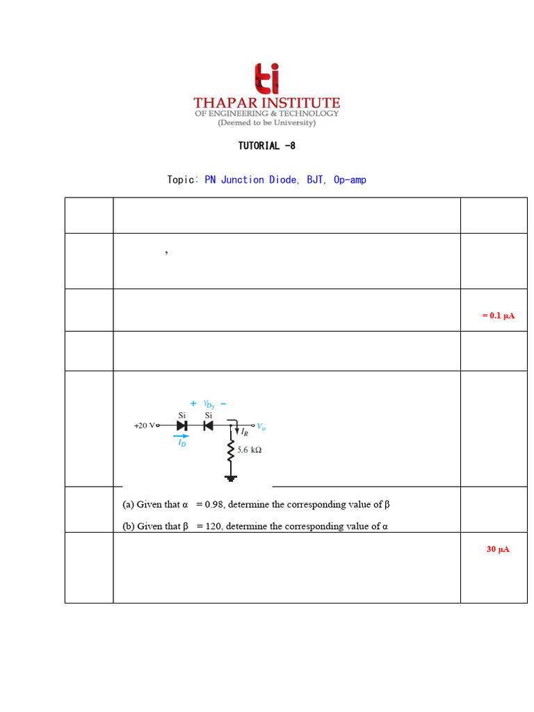 Tutorial Sheet 8 | PDF