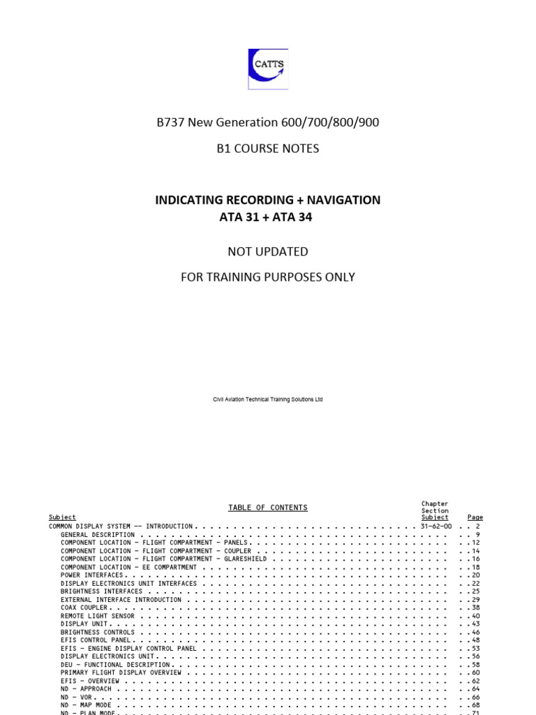 B737 NG 600/700/800/900 Course Notes | PDF | Avionics | Aviation