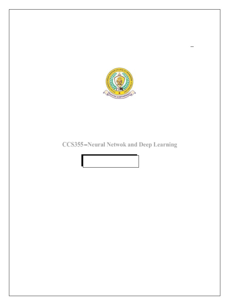 CCS355 - Neural Netwok and Deep Learning Lab Manual | PDF | Deep Learning | Statistical ...