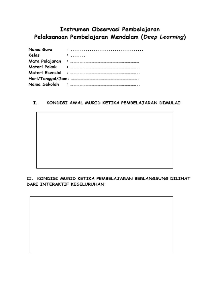 Instrumen Observasi Pembelajaran Mendalam | PDF