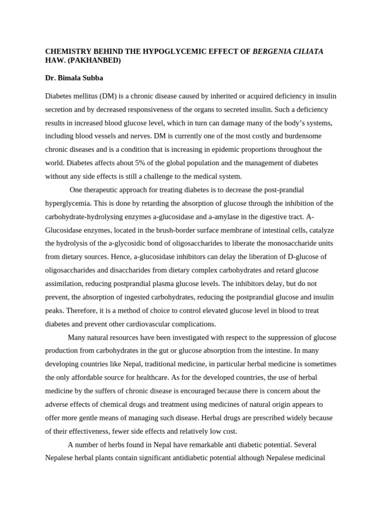 Research Article by Dr. Bimala Subba For USC-Journal | PDF | Glucose ...