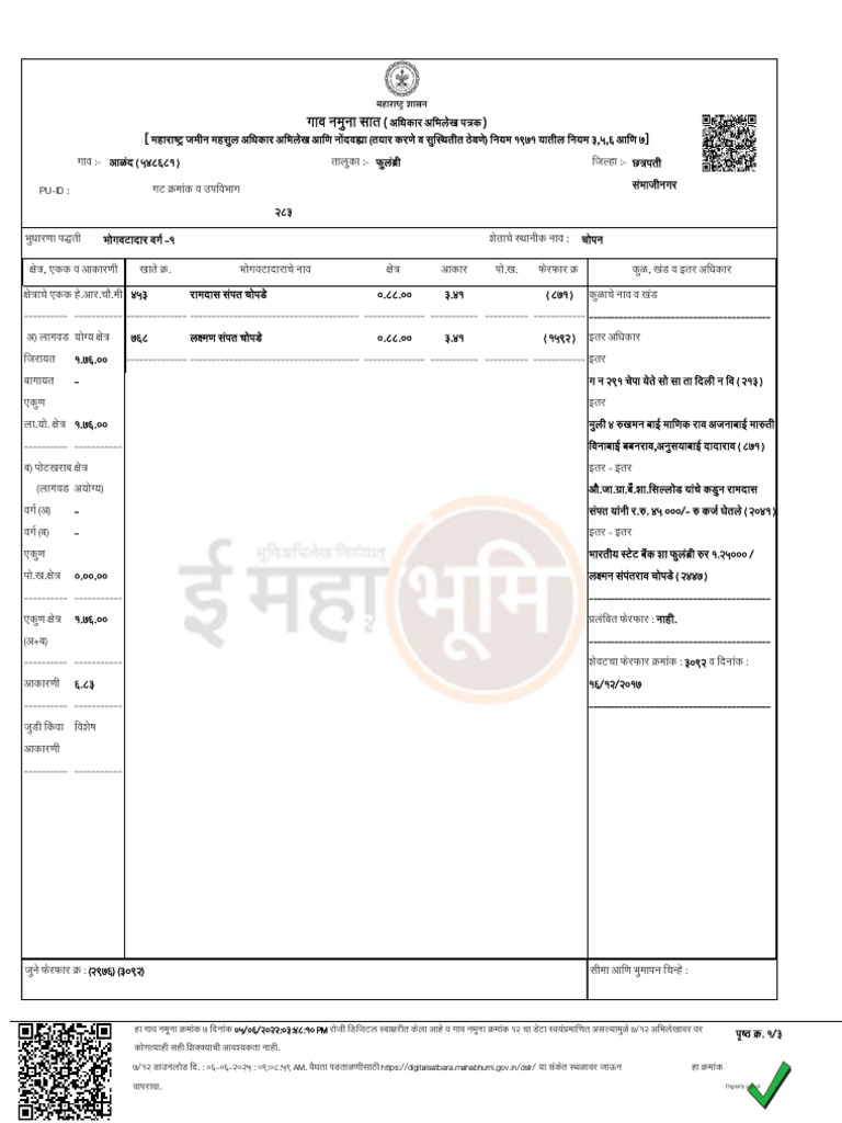 आळंद 283 Satbara | PDF