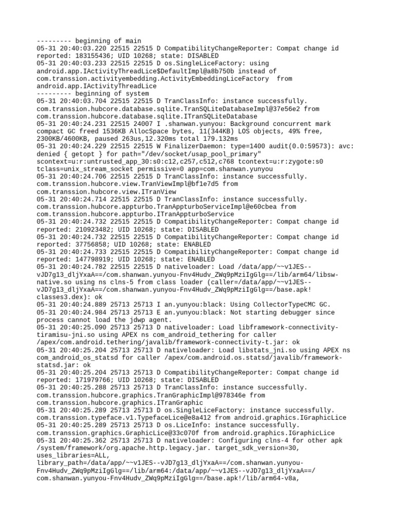 Com - Shanwan.yunyou Logcat | PDF | Java (Programming Language) | Computing