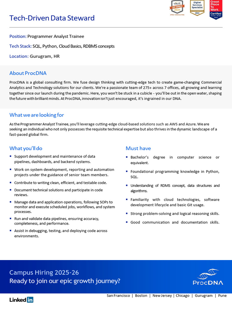 Programmer Analyst Trainee at ProcDNA | PDF | Programmer | Cloud Computing