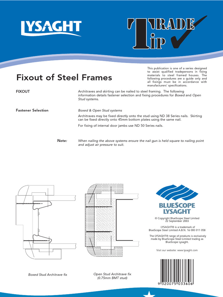 Fixing Procedures for Steel Frames | PDF | Civil Engineering | Woodworking