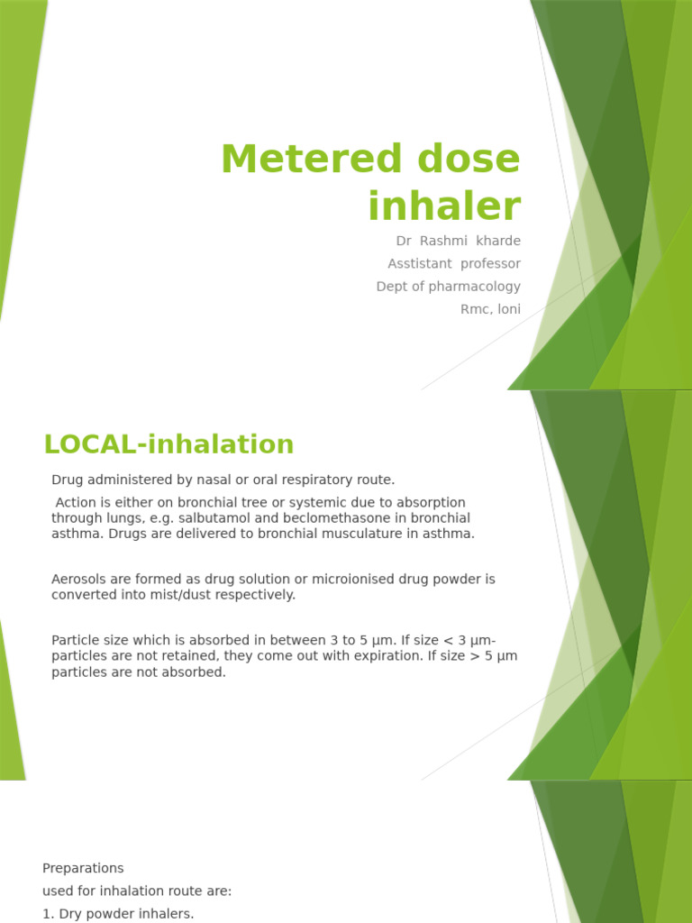 Metered Dose Inhaler | PDF | Clinical Medicine | Medical Treatments