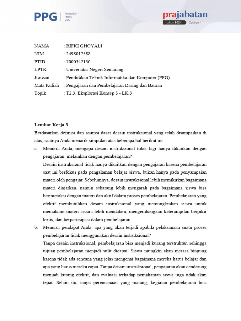 PPDB - t2.3. Eksplorasi Konsep 3 - LK 3 - Rifki Ghoyali | PDF