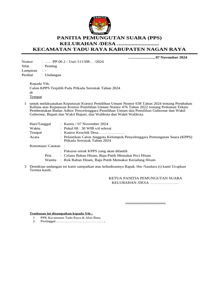 0 Undangan Pilkada 2024 | PDF