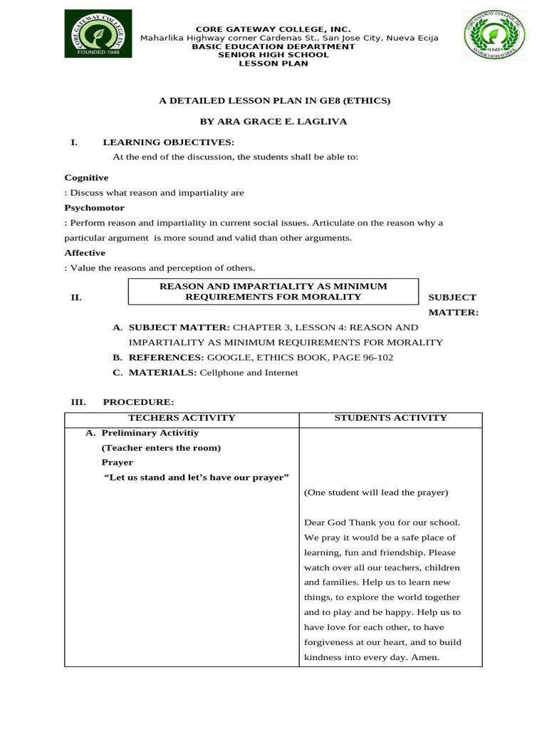 A Detailed Lesson Plan in Ge8.. | PDF | Emergency Management | Disaster ...