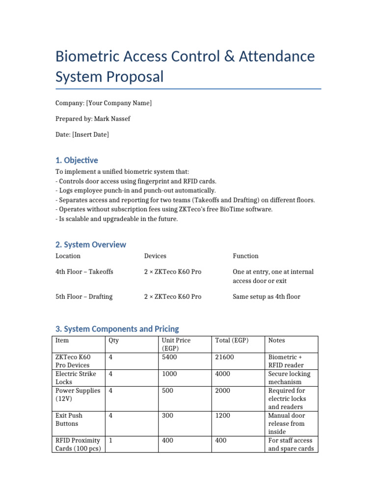 ZKTeco Access Control Proposal Mark | PDF | Access Control | Software