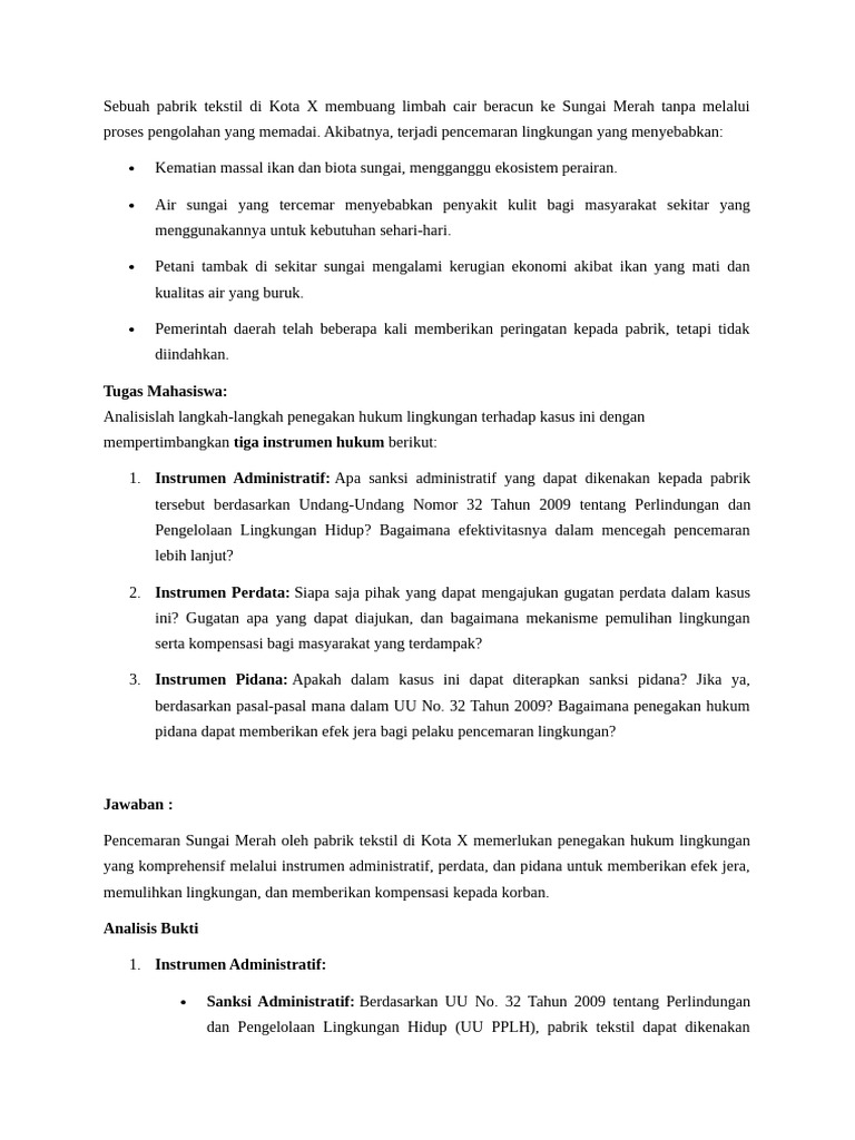 Tugas 3 Hukum Lingkungan | PDF