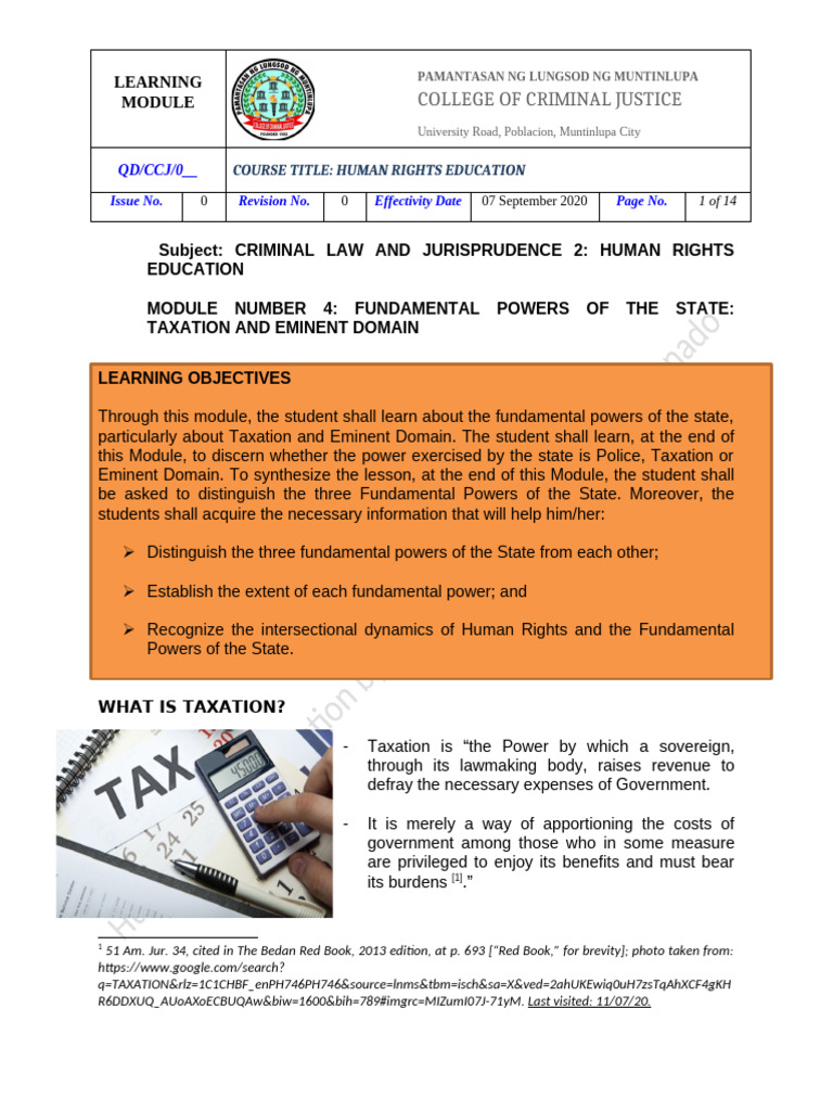 Module 4 Taxation and Eminent Domain | PDF | Eminent Domain | Taxes