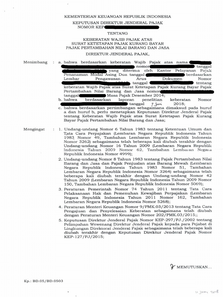 Contoh Surat Keputusan Keberatan | PDF