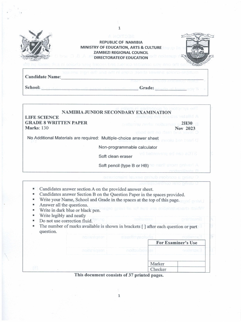 Life Science Written Paper | PDF | Tooth | Water