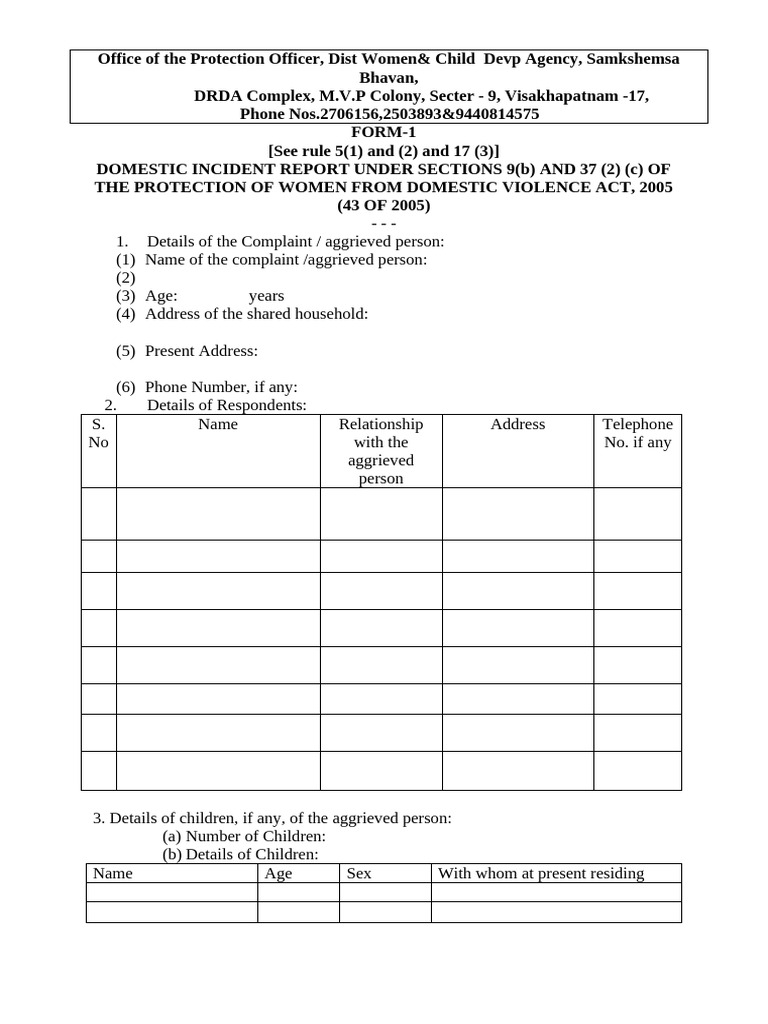 Domestic Violence Application Form | PDF | Justice | Crime & Violence