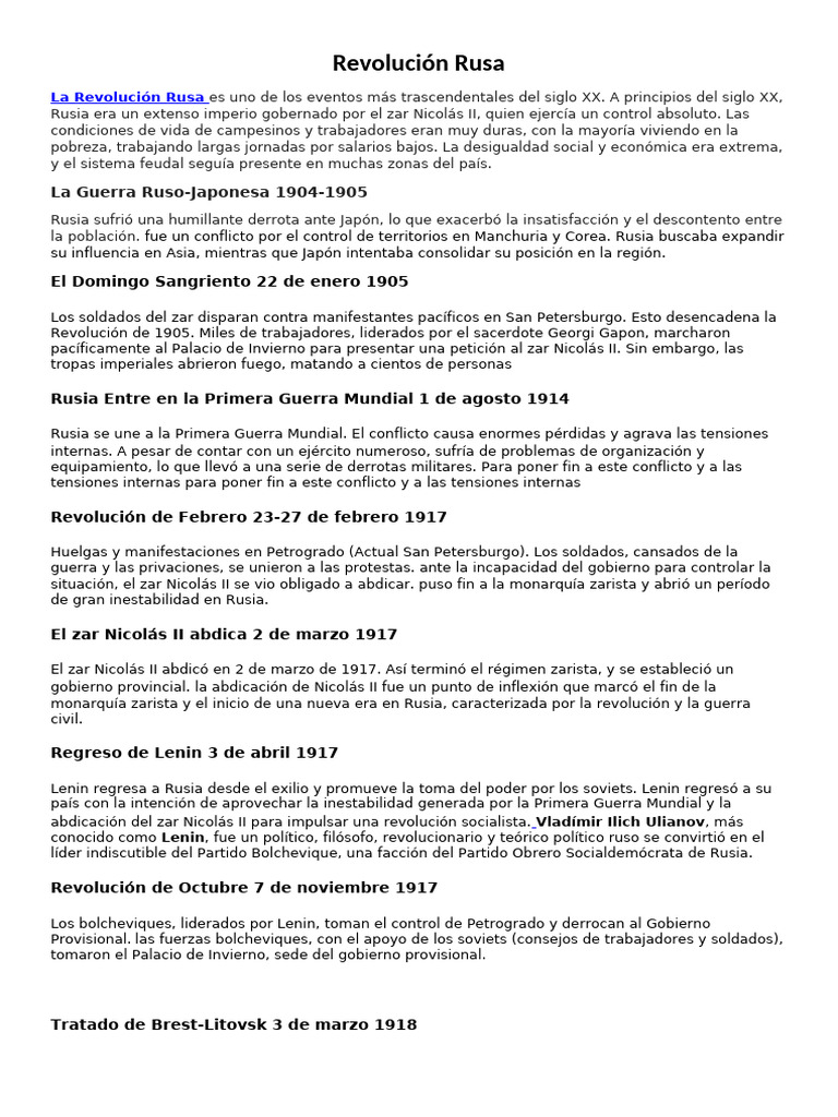 Revolución Rusa | PDF | Vladimir Lenin | Imperio ruso