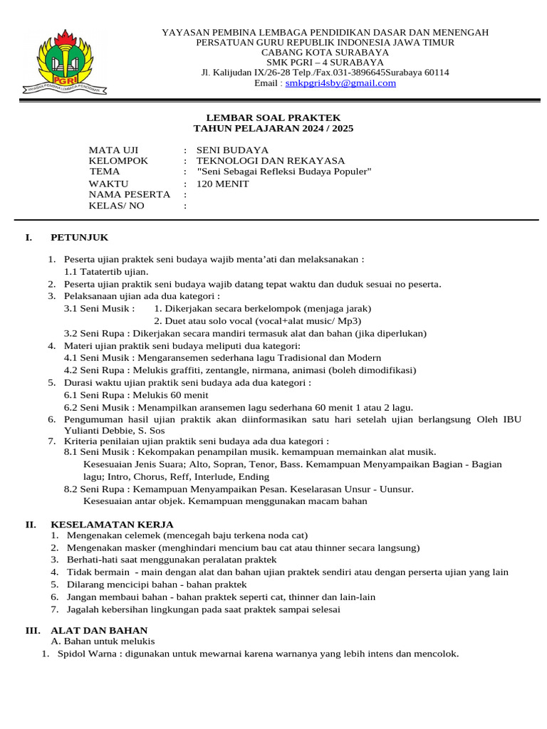 Lembar Soal Ujian Praktek Baru | PDF