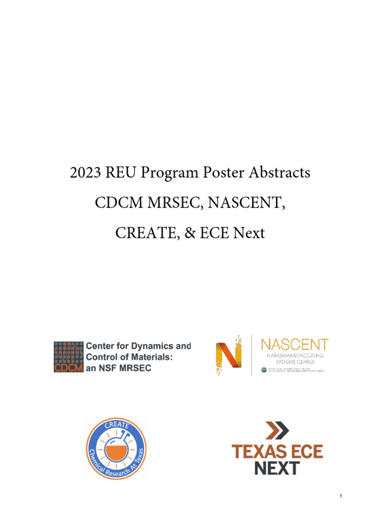 2023 REU Program Poster Abstracts (Experimental) | PDF | Lithium Ion ...
