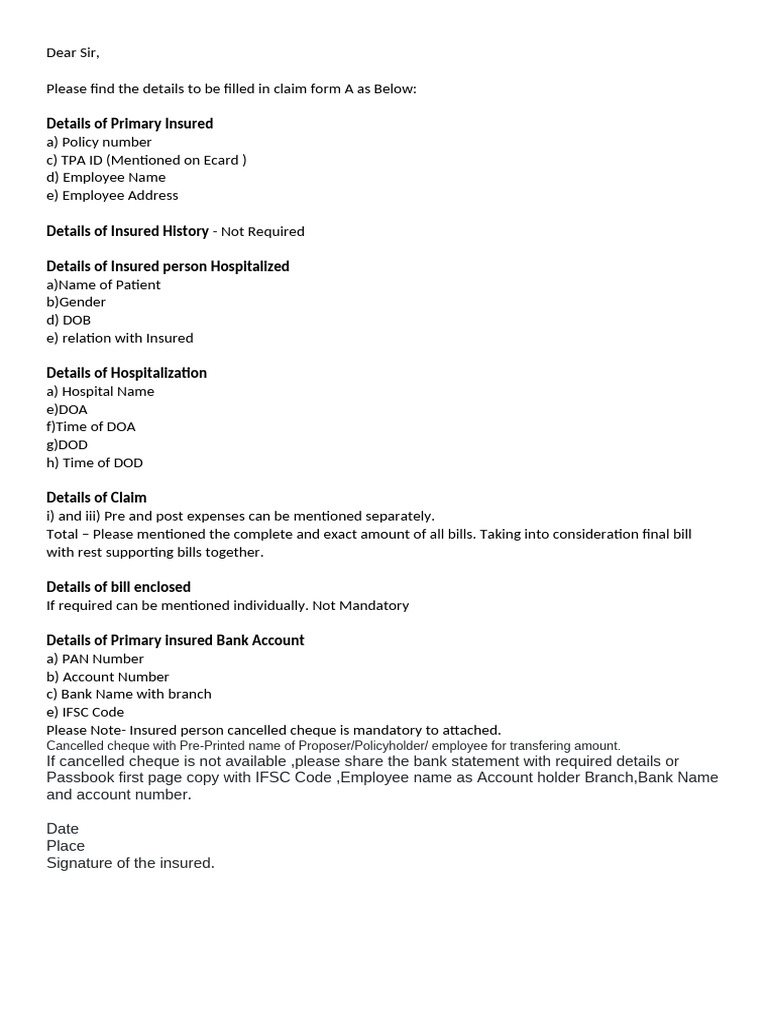 How To Fill Part A Cliam Form | PDF