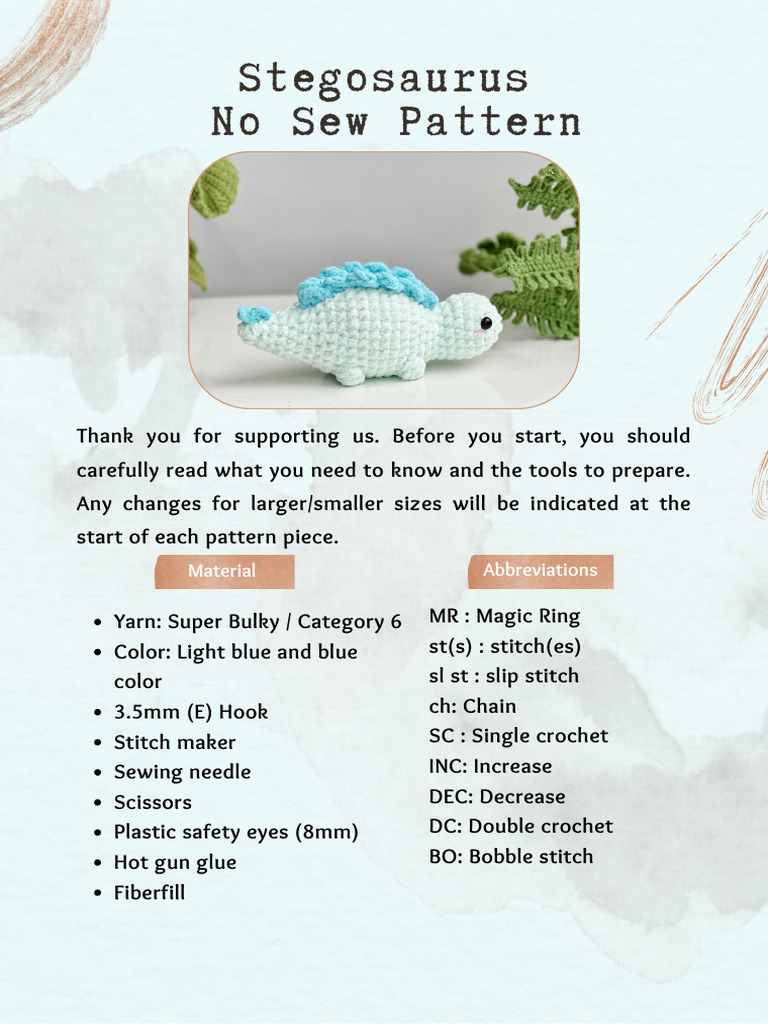 Stegosaurus Dinosaur No Sew | PDF