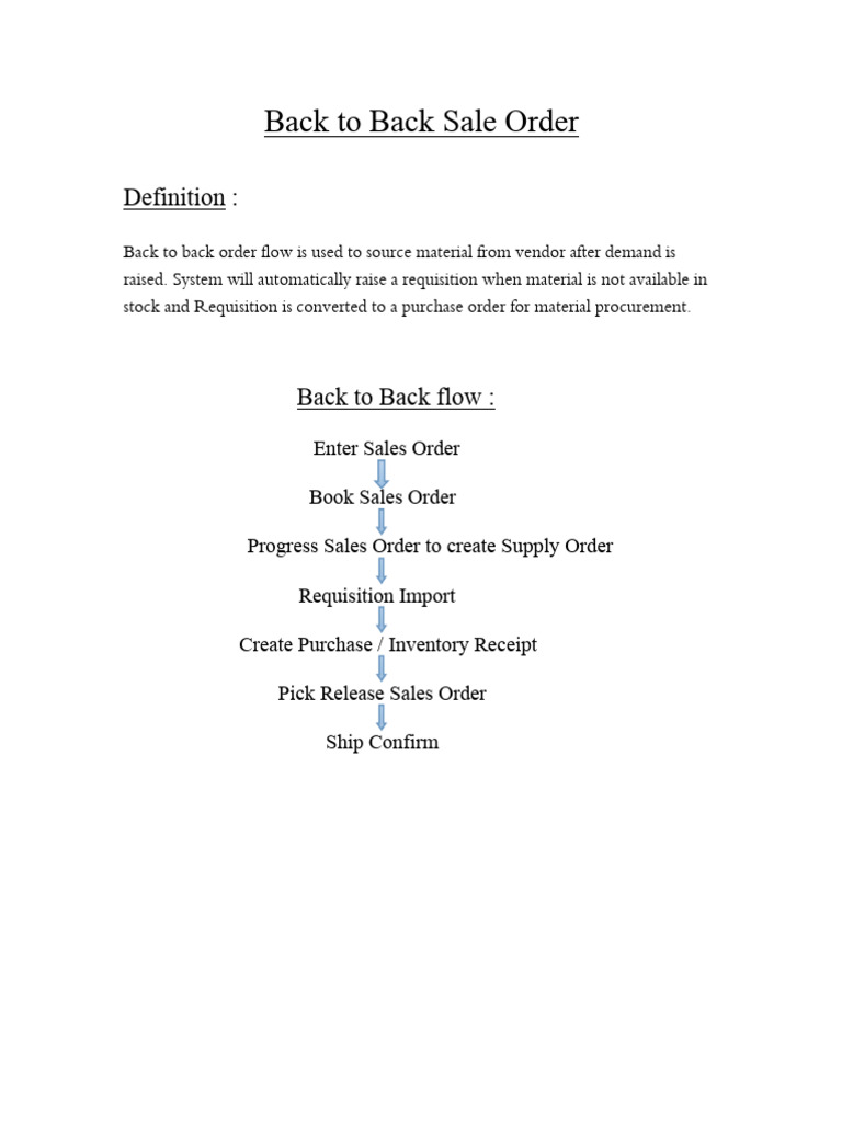 Back to Back Sale Order Process Guide | PDF | Receipt | Computing