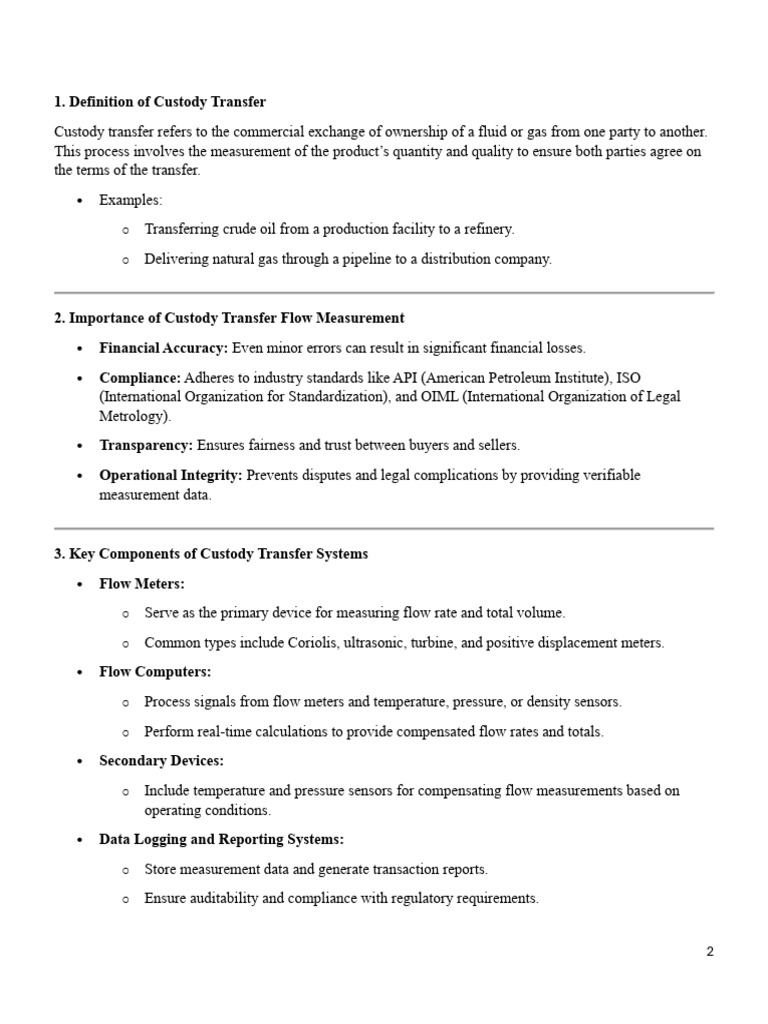Custody Transfer Flow | PDF