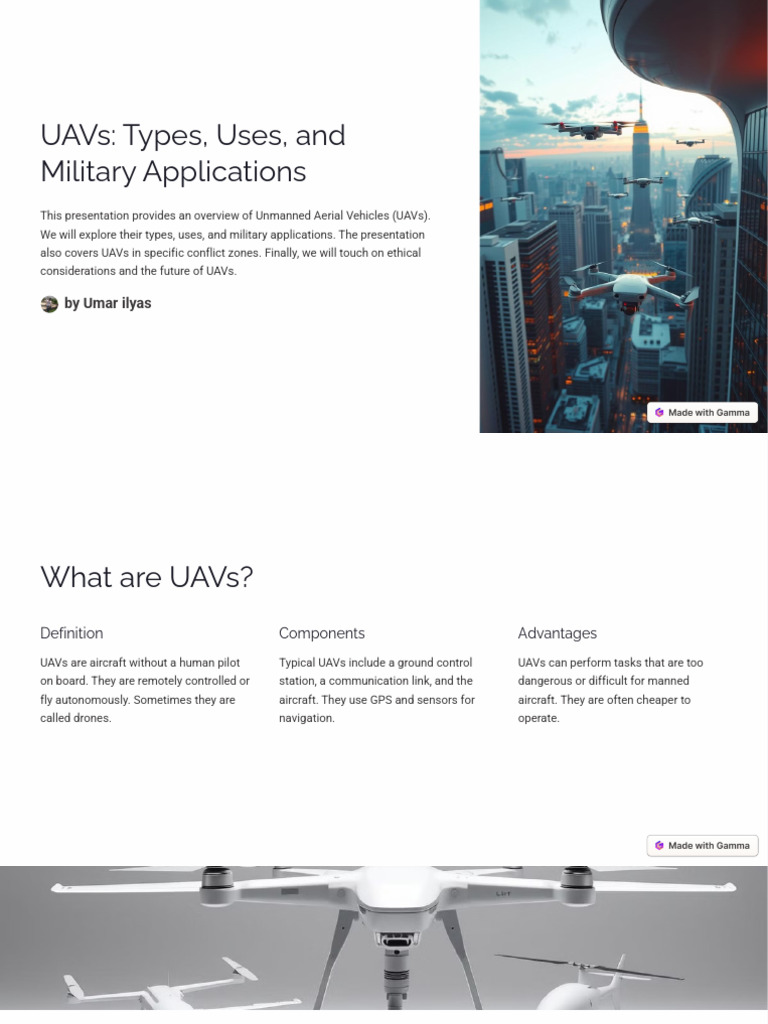 UAVs Types Uses and Military Applications | PDF | Unmanned Aerial ...