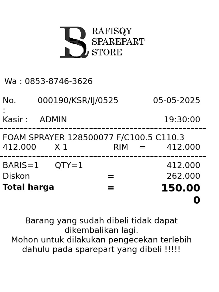 Contoh Nota Thermal Pembelian Barang | PDF